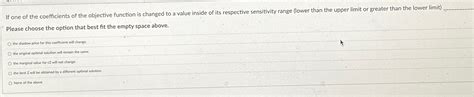 Solved If One Of The Coefficients Of The Objective Function