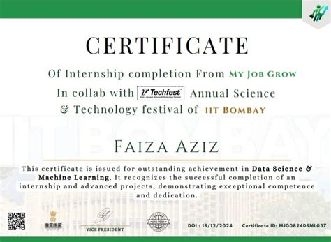 Faiza Aziz On Linkedin Internshipcompletion Datascience