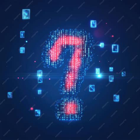 Digital Question Mark Formed By Glowing Binary Data Against A Dark Blue