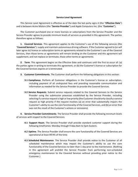 Issue A Service Level Agreement Rally Legal