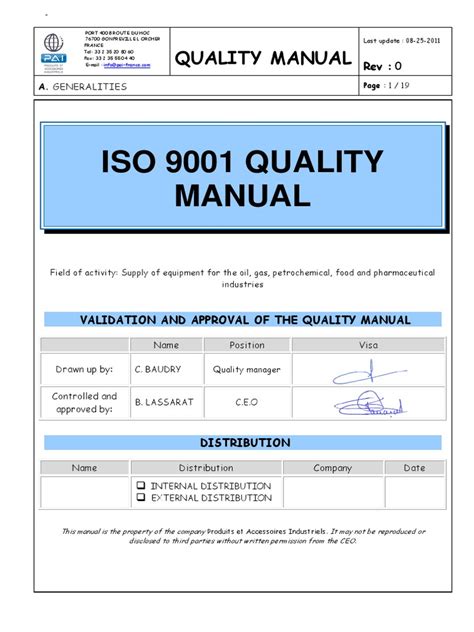 Quality Manual Template Surveillance Quality Management