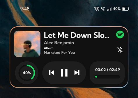 I Made This Spotify Widget Which Shows Blutooth Status And Charging Percentage Too And One Green