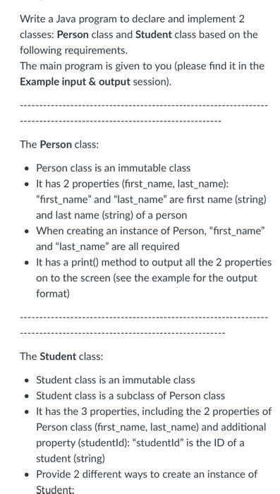 Solved Write A Java Program To Declare And Implement 2