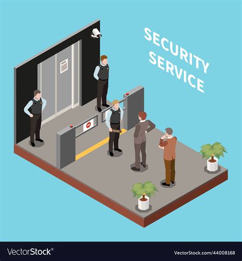 Security Check Isometric Composition Royalty Free Vector