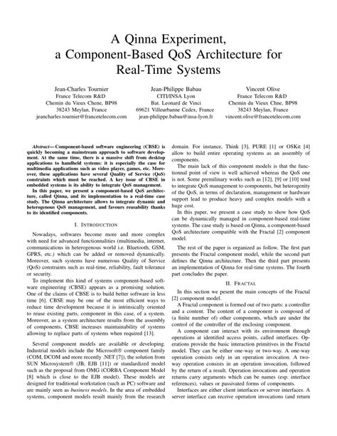 Pdf A Qinna Experiment A Component Based Qos Architecture For Real Time Systems