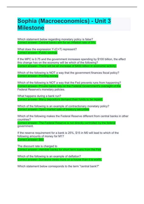 Sophia Macroeconomics Unit 2 Practice Milestonesophia