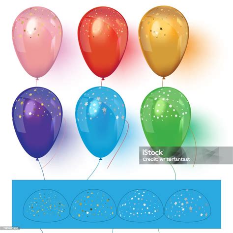 색종이와 현실적인 다채로운 풍선 현실적인 벡터입니다 3차원 형태에 대한 스톡 벡터 아트 및 기타 이미지 3차원 형태 금 금속 금색 Istock