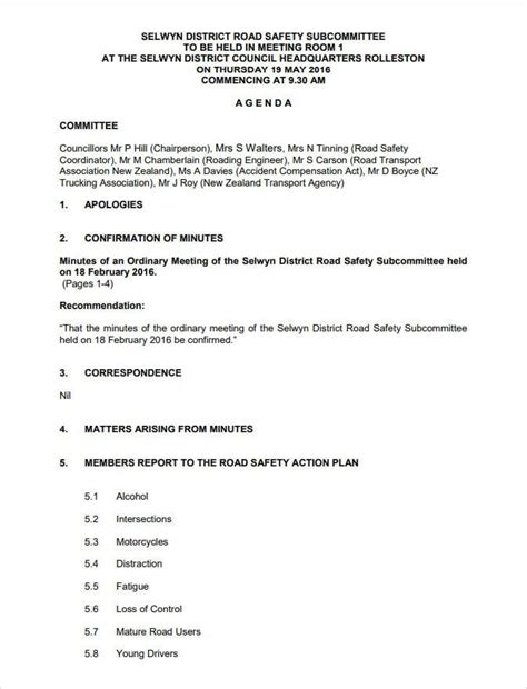 Safety Meeting Minutes Template