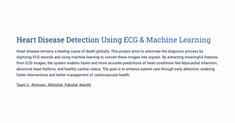 Heart Disease Detection Using Ecg And Machine Learning