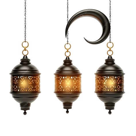 고립된 초승달이 있는 3d 렌더링 4개의 랜턴 조명 라마단 랜턴 칸델라 기름등 Png 일러스트 및 이미지 에 대한 무료 다운로드 Pngtree