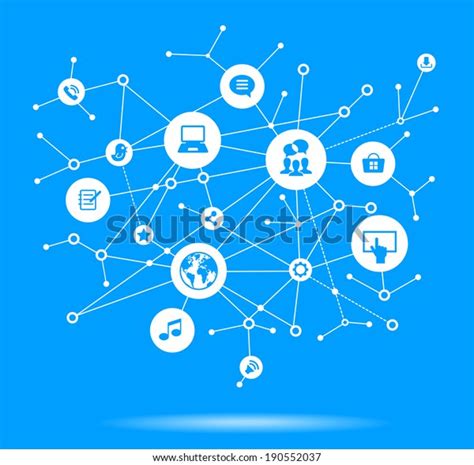 인터넷 개념노드 소셜 미디어 및 통신 스톡 벡터로열티 프리 190552037