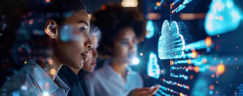 Innovation Unleashed Futuristic Business Team Harnessing Cloud Computing Constellation For