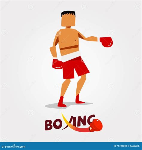 Boxer Character With Typographic Boxing Punch Design Stock