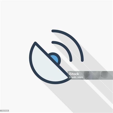 위성 안테나 Gps 네비게이션 얇은 라인 플랫 컬러 아이콘 선형 벡터 기호입니다 화려한 긴 그림자 디자인입니다 개체 그룹에 대한 스톡 벡터 아트 및 기타 이미지 Istock