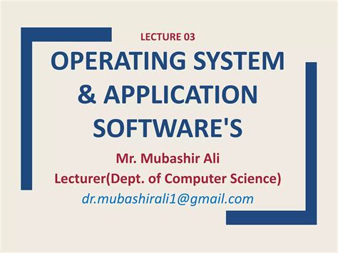 Lecture 3 Operating System And Application Softwares Pdf Operating Systems Computer