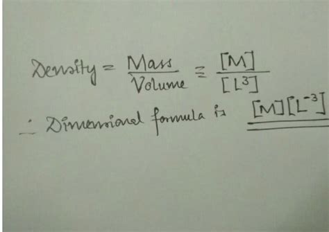 Dimensional Formula Of Density