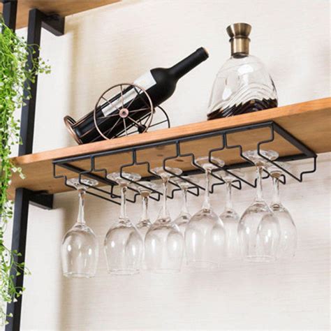 Iron Wall Mount Wine Glass Hanging Holder Goblet S Grandado