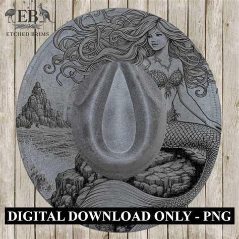 Mermaid 1 Laser Hat Burning Design Digital Download Png Hat Burning