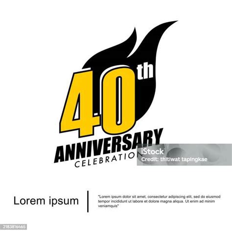 창립 40주년 기념 엠블럼 기념일 로고 고립 된 불꽃 흰색 배경에 고립 된 불덩어리 웹 전단지 포스터 인사말 카드에 대 한 벡터 일러스트 레이 션 템플릿 디자인 40에 대한