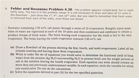 solved 3 felder and rousseau problem 4 30 this problem