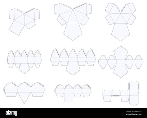 Editable Collection Foldable Box Die Cut Cube Template Blueprint Layout