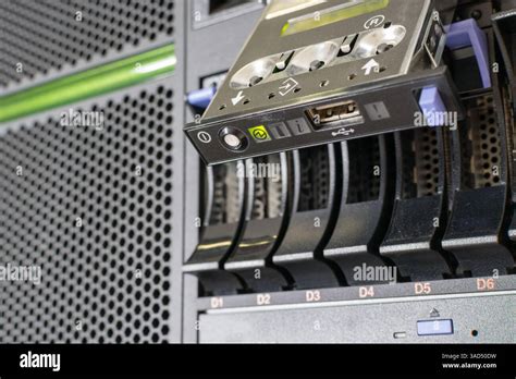 Computer Server Mainframe With Panel And Raid Storage In Datacenter