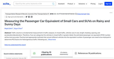 Measuring The Passenger Car Equivalent Of Small Cars And Suvs On Rainy And Sunny Days