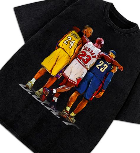 Kobe Bryant Michael Jordan Lebron James Basketball Goat Tribute Graphic
