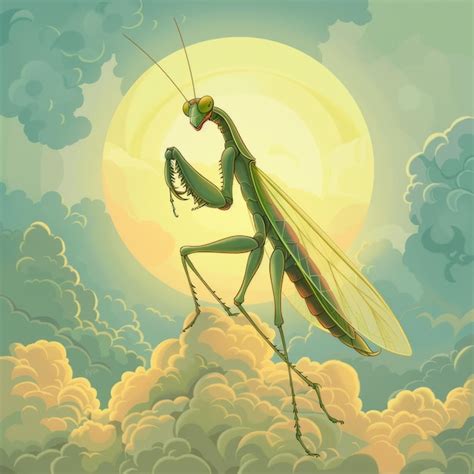 Premium Photo Illustration Of A Praying Mantis On The Background Of