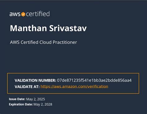 Awscloudpractitioner Aws Cloudcomputing Certified Digitalbadge Manthan Srivastav 10