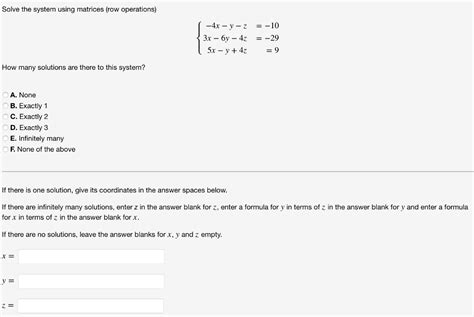Solved 5 Points Solve The System Associated With The