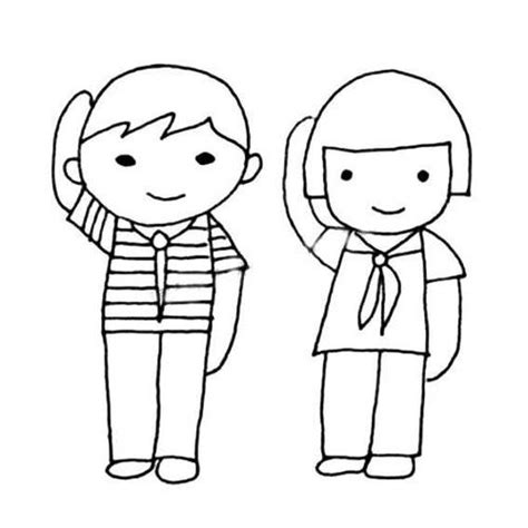 画人敬礼时的简笔画 简笔画图片大全 普车都