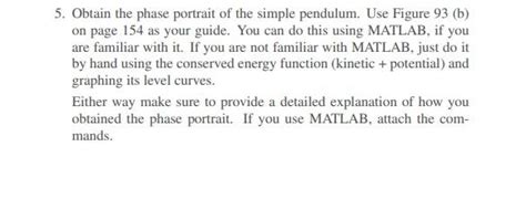 obtain the phase portrait of the simple pendulum use
