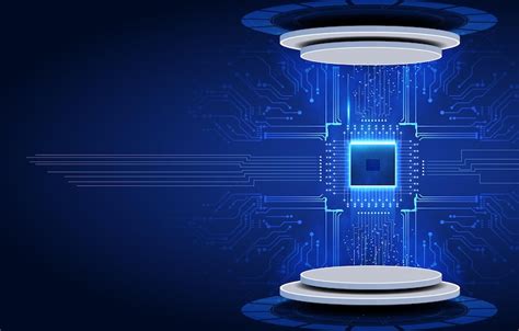 Premium Vector Futuristic Microchip Processor With Lights On The Blue