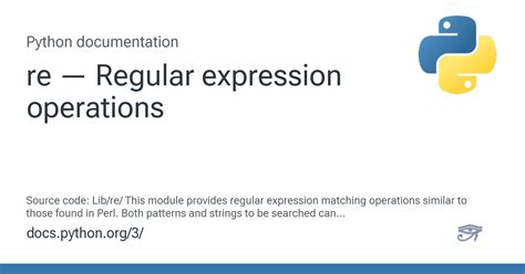 Re — Regular Expression Operations — Python 3 15 0a0 Documentation