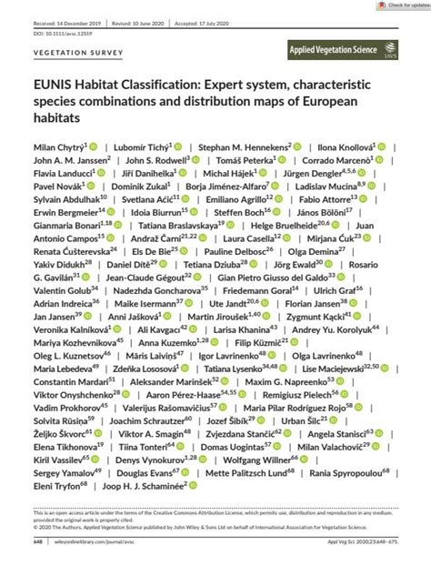 Eunis Habitat Classification Expert System Characteristic Species