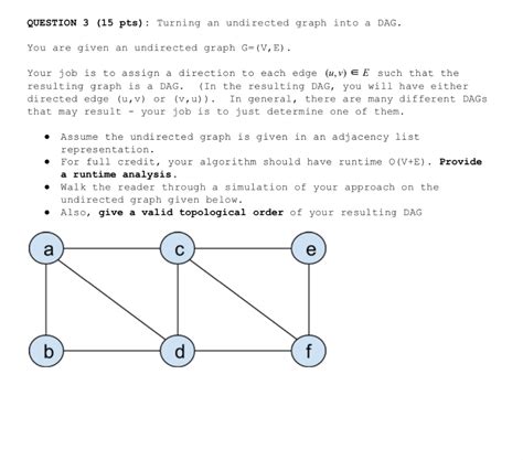 solved question 3 15 pts turning an undirected graph into