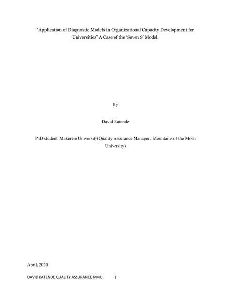 Pdf Application Of Diagnostic Models In Organizational Capacity