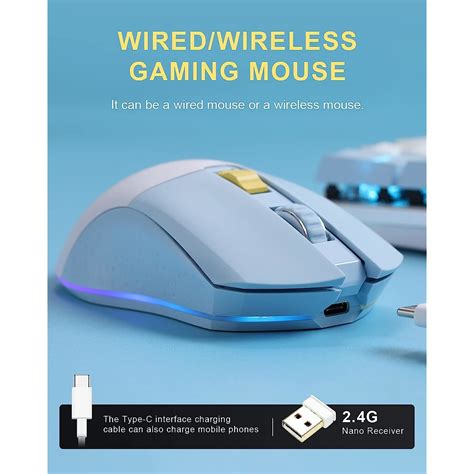 Wireless Wired Gaming Mouse Dual Mode Rechargeable 7 Programmable Buttons 10K Dp Mice