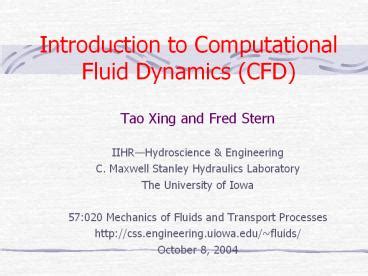 Introduction To Computational Fluid Dynamics CFD Presentation Free To View