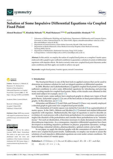 Pdf Solution Of Some Impulsive Differential Equations Via Coupled
