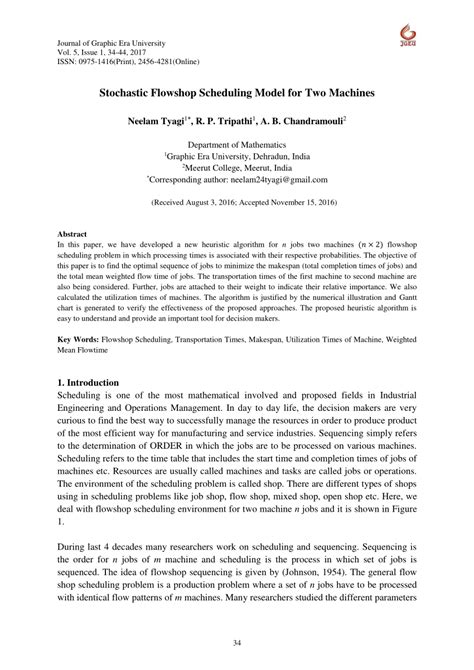 Pdf Stochastic Flowshop Scheduling Model For Two Machines