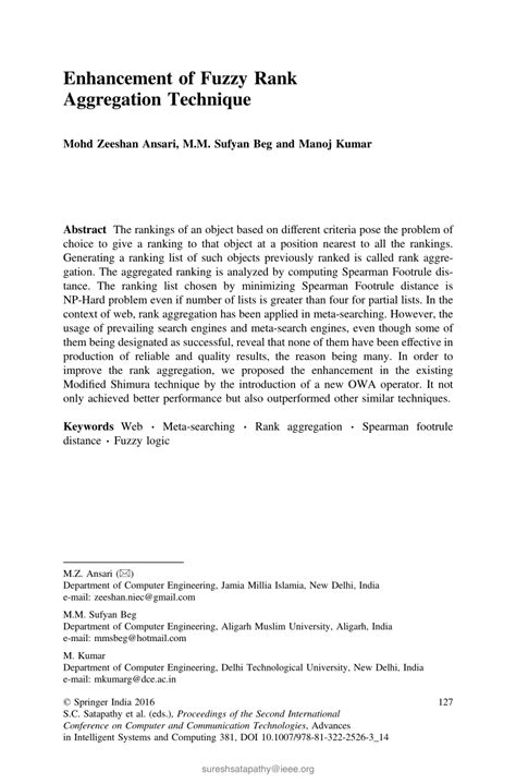 Pdf Enhancement Of Fuzzy Rank Aggregation Technique