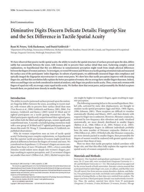 Pdf Diminutive Digits Discern Delicate Details Fingertip Size And