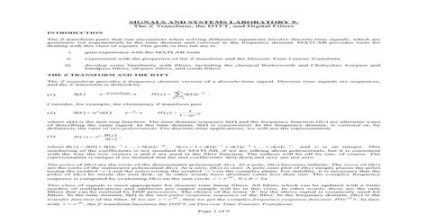signals and systems laboratory 9 the z transform the dtft… · signals