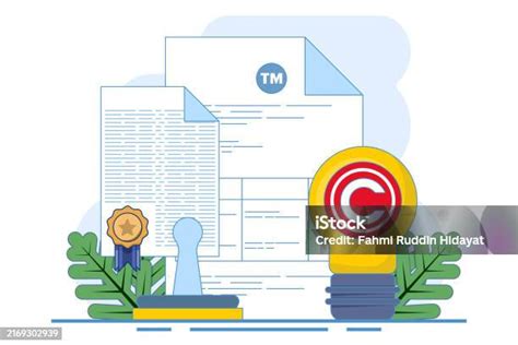 상표 저작권 및 특허 지적 재산권의 개념 저작권 특허법 법률로 보호되는 저작권 특허 보호 지적 재산권 저작권 기호 법률 문서 개념에 대한 스톡 벡터 아트 및 기타 이미지