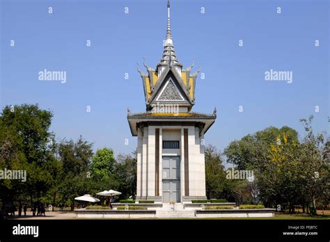 Genocide Monument At The Killing Fields In Phnom Penh Cambodia Stock