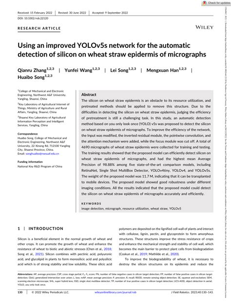 Pdf Using An Improved Yolov5s Network For The Automatic Detection Of