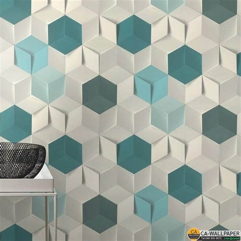 วอลเปเปอร์กราฟฟิก หกเหลี่ยม สีน้ำตาลทอง No 10226 2