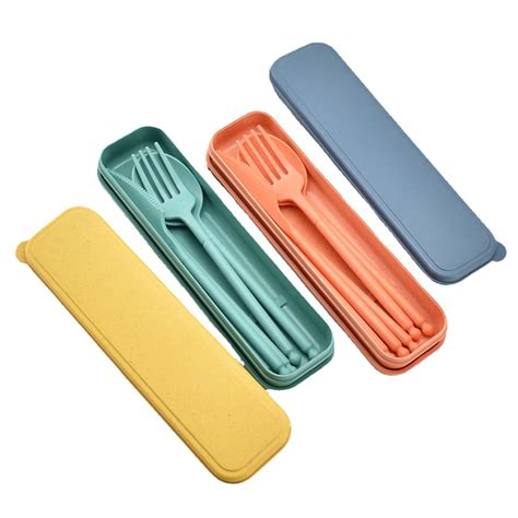 알리익스프레스 밀 빨대 휴대용 식기 나이트 나이프 포크 수저 세트 사무직 주방 수납 1 세트 위시버킷